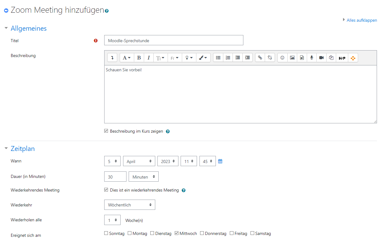 Moodle unter der Lupe … Plugin “Zoom Meeting” – ZIM-Blog